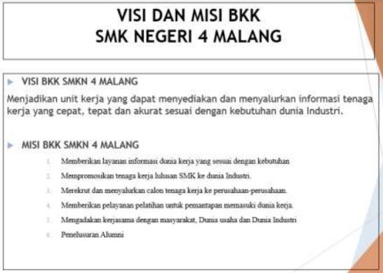 VISI MISI BKK – SMK Negeri 4 Malang